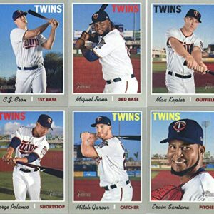 2019 Topps Heritage Baseball Minnesota Twins Team Set of 9 Cards: Eddie Rosario(#25), Nelson Cruz(#134), C.J. Cron(#204), Miguel Sano(#226), Ervin Santana(#336), Max Kepler(#378), Jorge Polanco(#379), Mitch Garver(#383), Kohl Stewart/Willians Astudillo/St