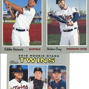 2019 Topps Heritage Baseball Minnesota Twins Team Set of 9 Cards: Eddie Rosario(#25), Nelson Cruz(#134), C.J. Cron(#204), Miguel Sano(#226), Ervin Santana(#336), Max Kepler(#378), Jorge Polanco(#379), Mitch Garver(#383), Kohl Stewart/Willians Astudillo/St