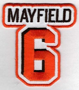 baker mayfield #6 patch - jersey number orange/brown embroidered diy sew or iron-on patch usa seller