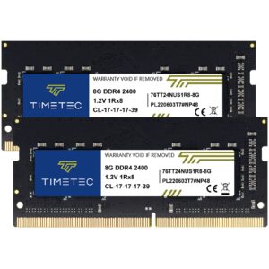 timetec 16gb kit(2x8gb) ddr4 sodimm for intel nuc kit/mini pc/htpc/nuc board 2400mhz pc4-19200 non ecc unbuffered 1.2v cl17 single rank 260 pin memory upgrade(16gb kit(2x8gb))