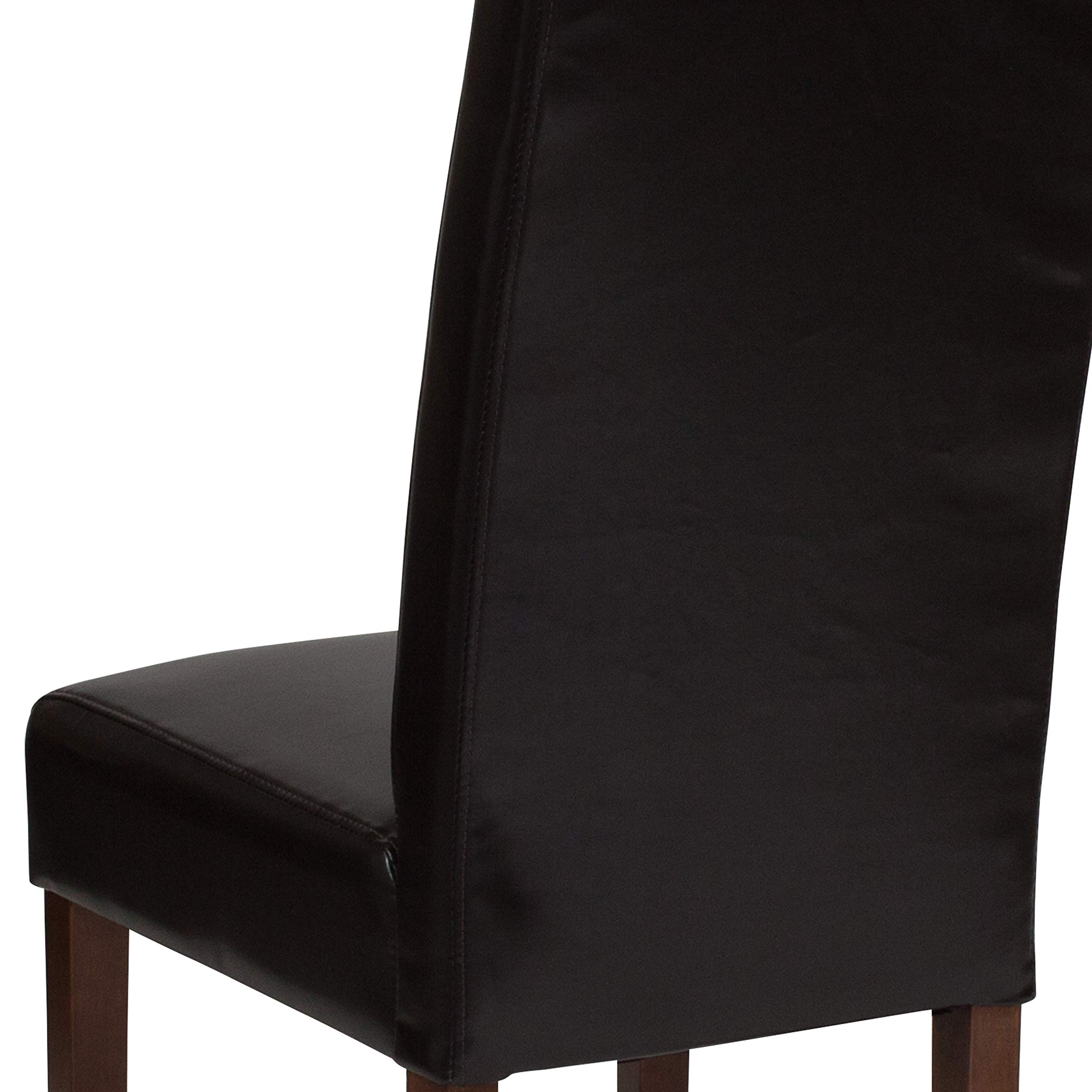 EMMA + OLIVER Brown LeatherSoft Parsons Chair with Mahogany Legs