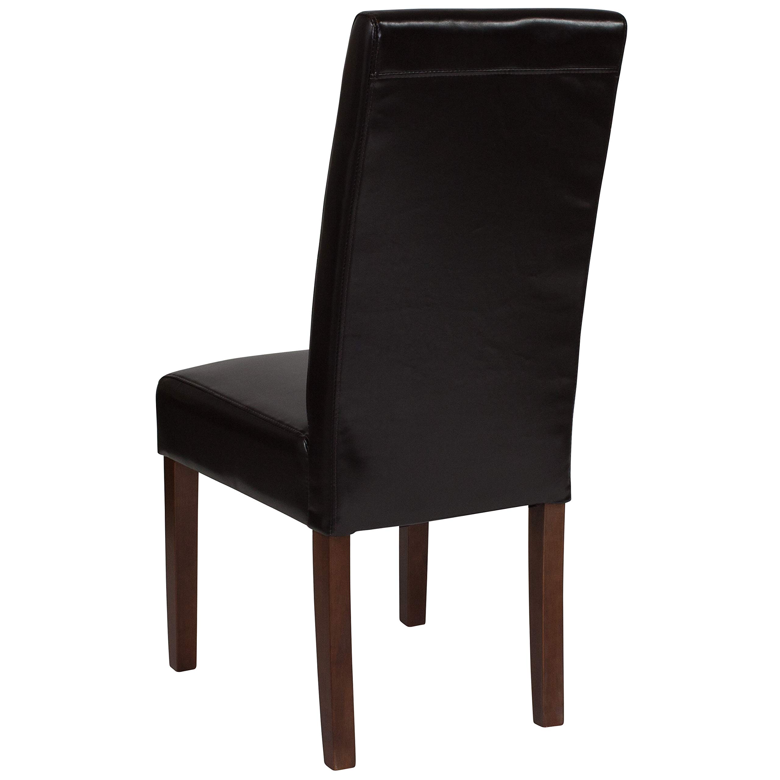 EMMA + OLIVER Brown LeatherSoft Parsons Chair with Mahogany Legs