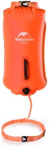 naturehike 28l high visible safety swim buoy - ultralight bubble tow float and dry bag for open water swimming kayaking snorkeling diving trailing with adjustable waist belt (fluorescent orange)