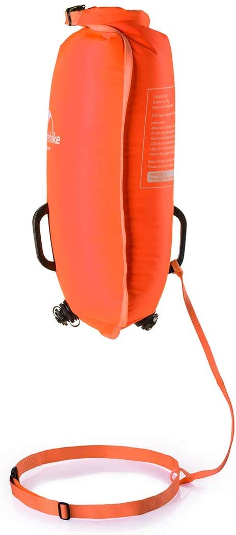 Naturehike 28L High Visible Safety Swim Buoy - Ultralight Bubble Tow Float and Dry Bag for Open Water Swimming Kayaking Snorkeling Diving Trailing with Adjustable Waist Belt (Fluorescent Orange)