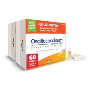 boiron oscillococcinum for relief from flu-like symptoms of body aches, headache, fever, chills, and fatigue - 60 count (2 pack of 30)