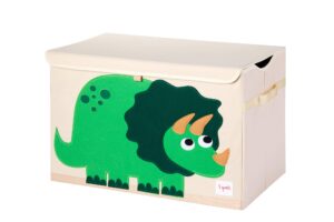 3 sprouts large toy chest for kids with lid and handles - collapsible toy storage bin/trunk/box/basket organizer for boys & girls playroom, nursery, dinosaur