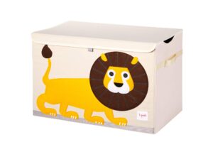 3 sprouts large toy chest for kids with lid and handles - collapsible toy storage bin/trunk/box/basket organizer for boys & girls playroom, nursery, lion