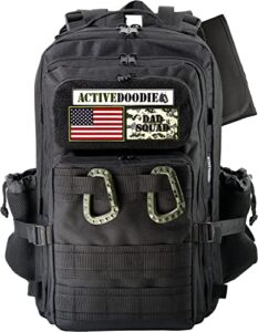 activedoodie dad gear - dad diaper bag for men with waterproof changing pad, removable dad patches, mens diaper bag, black