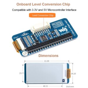 2.13inch E-Ink Display HAT V4 Version, 250x122 Resolution 3.3V/5V Black White Two-Color e-paper Screen Module for Raspberry Pi Zero/Zero W/Zero WH/2B/3B/3B+/4B, Supports Partial Refresh, SPI Interface