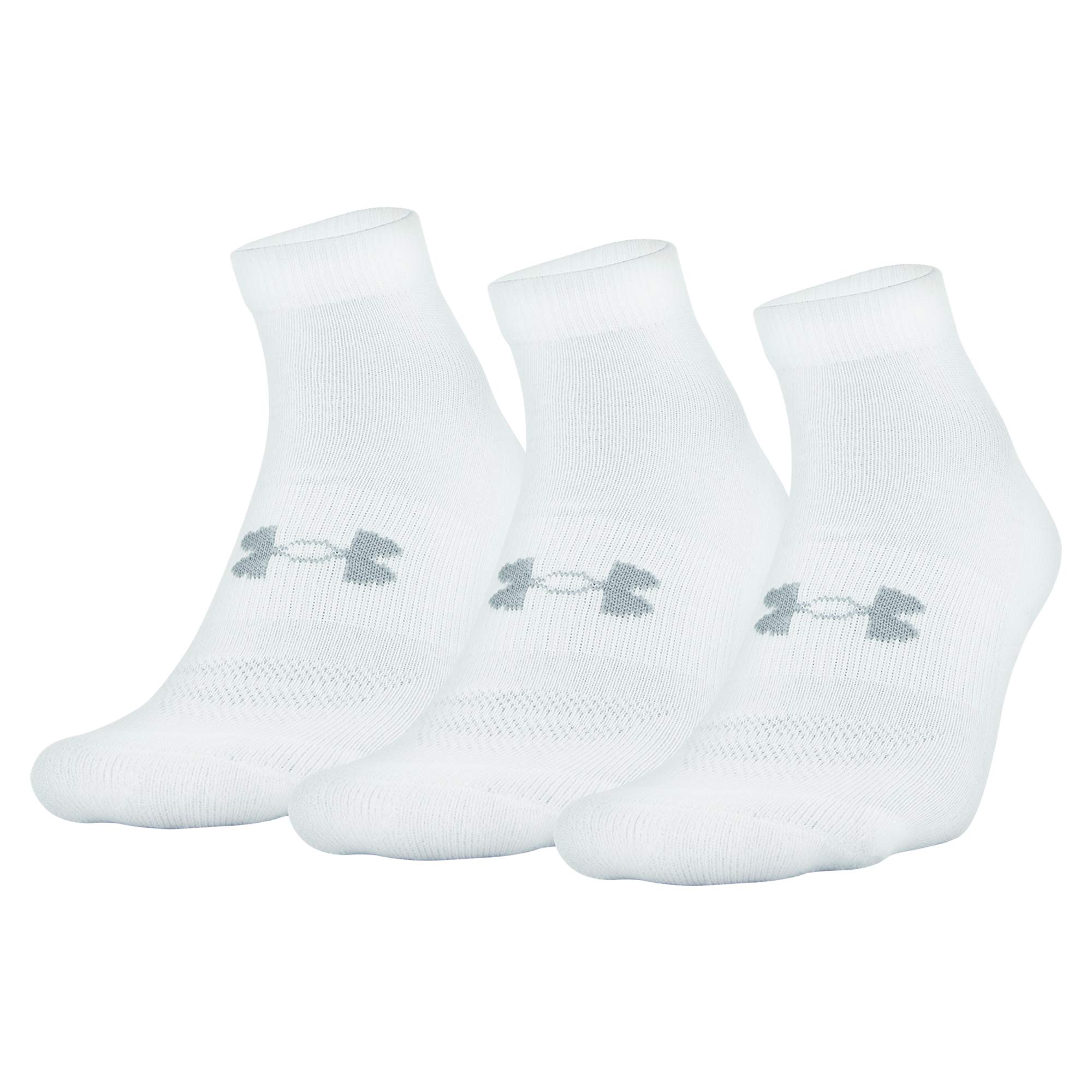 Under Armour Adult Athletic Low Cut Socks, 3-Pairs , White , Medium