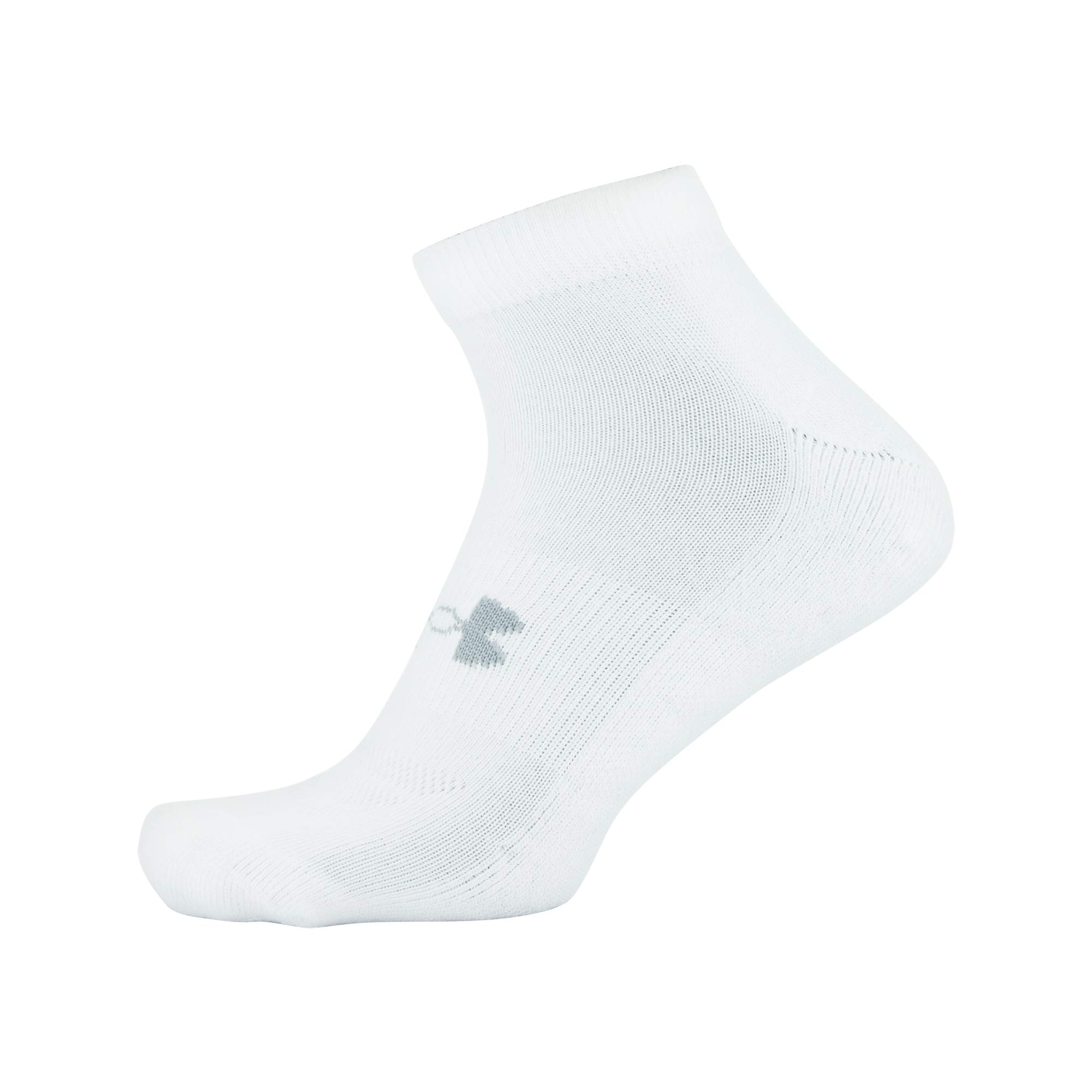 Under Armour Adult Athletic Low Cut Socks, 3-Pairs , White , Medium