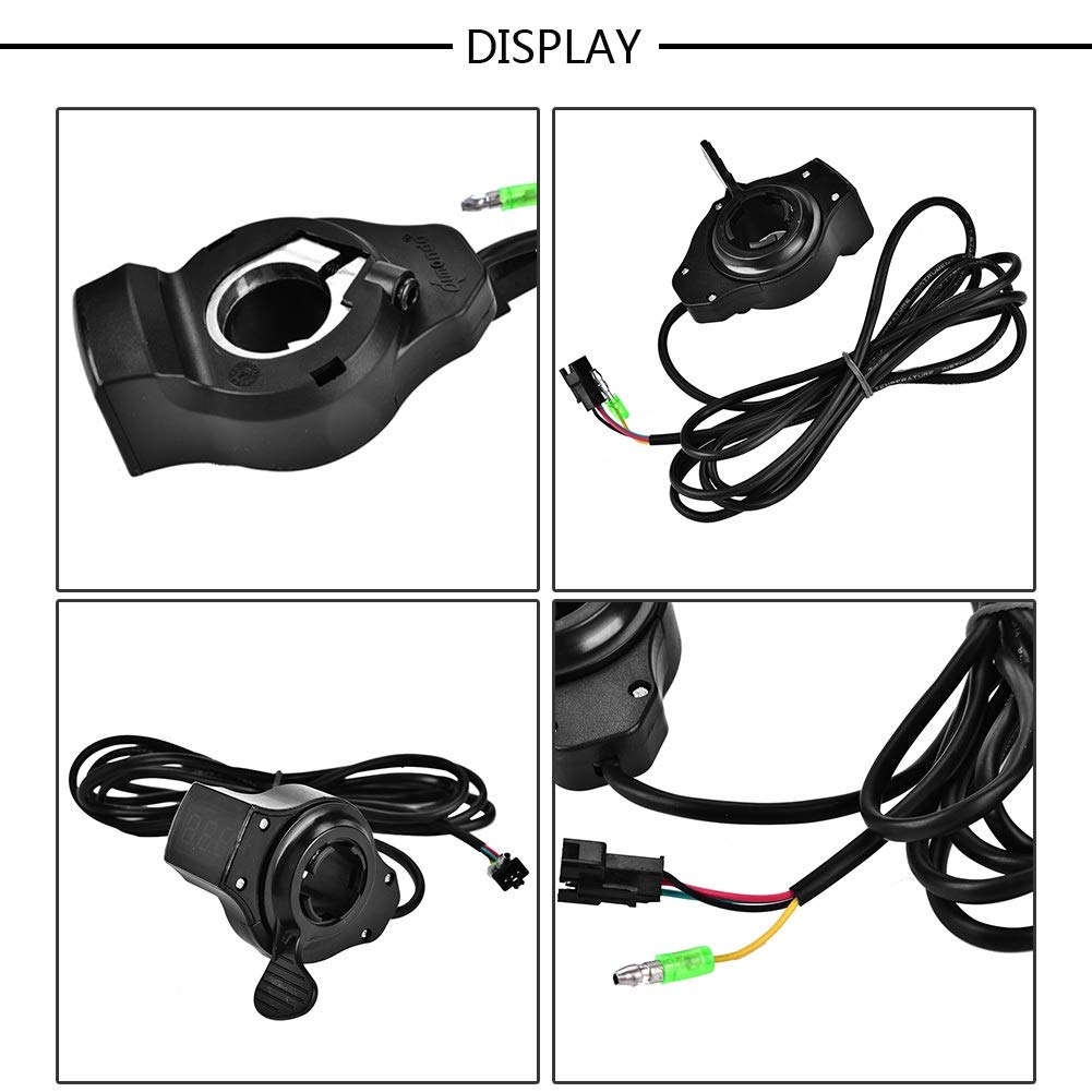 Nikou Ebike Throttle, 12V - 99V Thumb Throttle Speed Control Assembly Throttle Display Thumb with LCD Battery Voltage Display Accessory for Electric Scooter Electric Bike