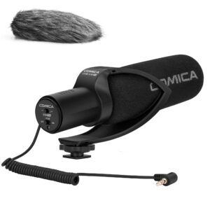 comica cvm-v30pro shotgun microphone professional super cardioid video recording microphone with wind muff, camera microphone for canon nikon sony dslr cameras,camcorders,iphone smartphones