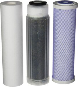 reverse osmosis deionization (rodi) 10" replacement filter kit (sediment cartridge, carbon cartridge, color indicating di cartridge filled with mbd-30 nuclear grade resin) by cfs