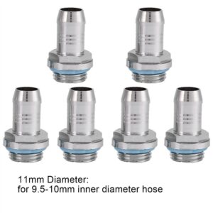 6pcs g1/4" barb fitting adapter, od 11mm two-touch g1/4 thread soft tube hose barb fitting connector for pc water cooling system(11mm)