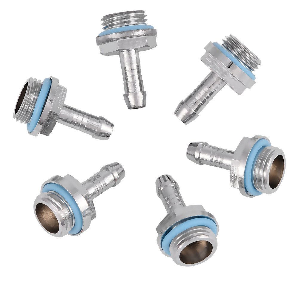 6Pcs G1/4" Barb Fitting Adapter, OD 11mm Two-Touch G1/4 Thread Soft Tube Hose Barb Fitting Connector for PC Water Cooling System(11mm)