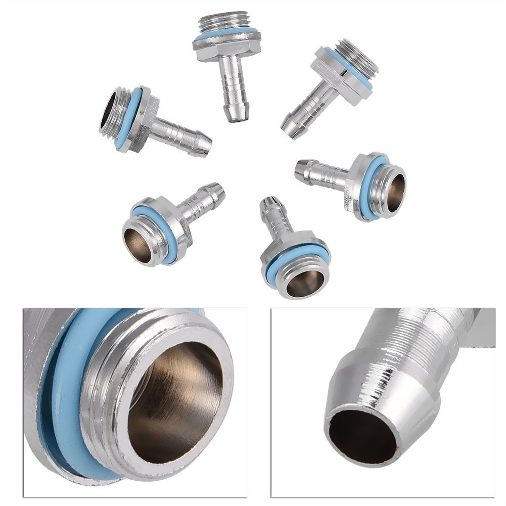 6Pcs G1/4" Barb Fitting Adapter, OD 11mm Two-Touch G1/4 Thread Soft Tube Hose Barb Fitting Connector for PC Water Cooling System(11mm)