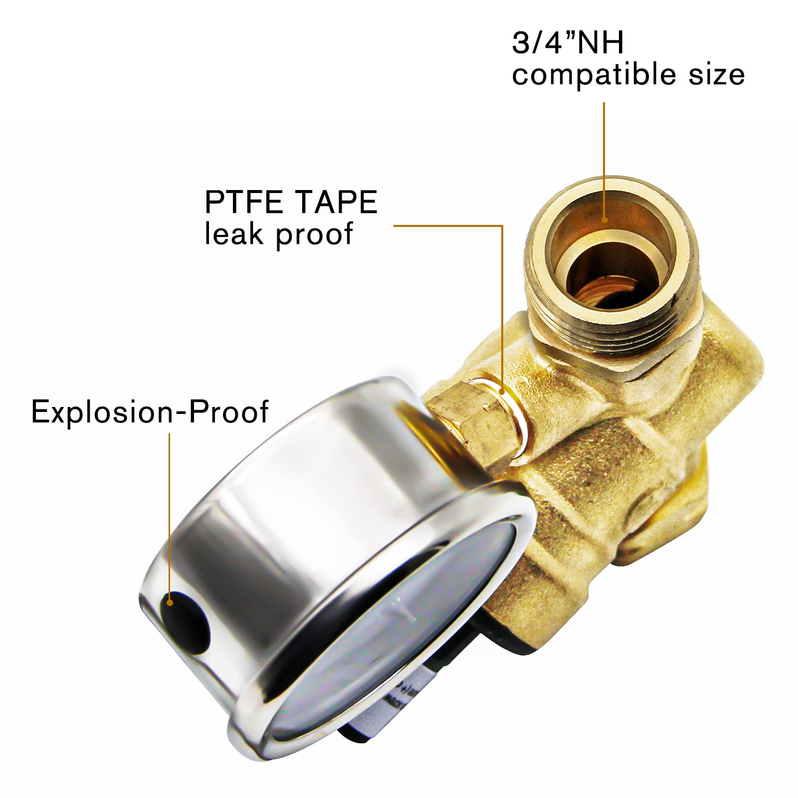 Twinkle Star RV Water Pressure Regulator Valve with Gauge and Inlet Screened Filter for Camper Travel Trailer