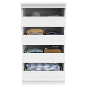 ClosetMaid Modular Storage Unit with 4 Drawers, Wood Closet Organizer, Stacking, Full Backer, Storage, Decorative Trim, White