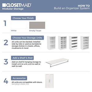 ClosetMaid Modular Storage Unit with 4 Drawers, Wood Closet Organizer, Stacking, Full Backer, Storage, Decorative Trim, White