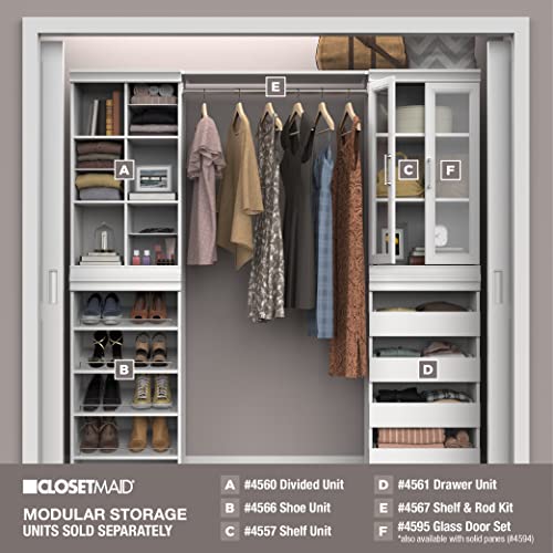 ClosetMaid Modular Storage Unit with 4 Drawers, Wood Closet Organizer, Stacking, Full Backer, Storage, Decorative Trim, White