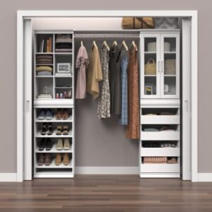 ClosetMaid Modular Storage Unit with 4 Drawers, Wood Closet Organizer, Stacking, Full Backer, Storage, Decorative Trim, White