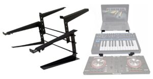 rockville rock2d2 adjustable dual shelf dj controller midi keyboard laptop stand