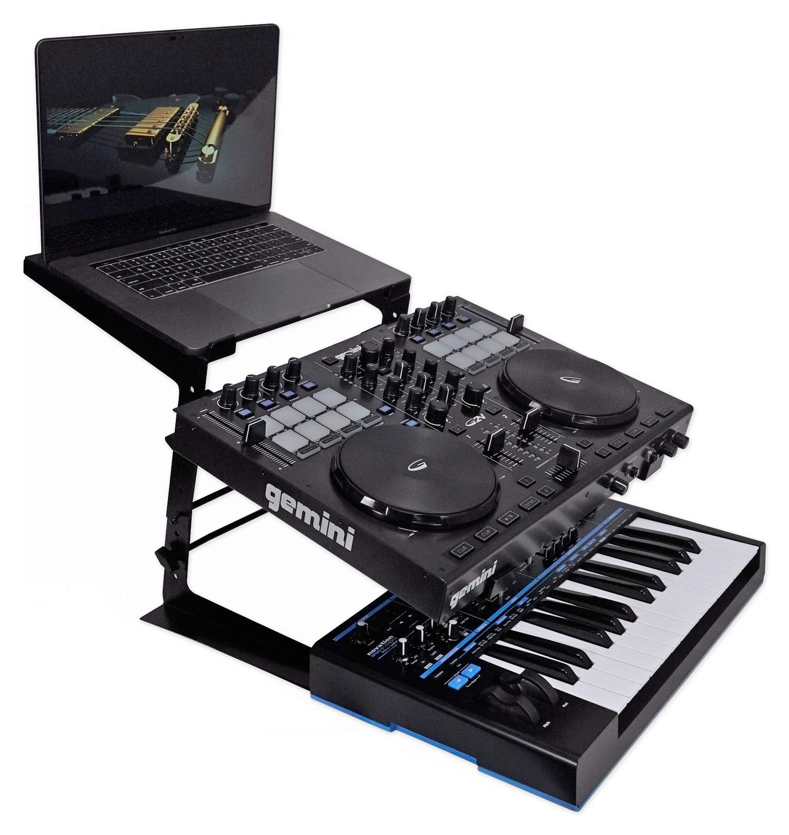 Rockville Rock2d2 Adjustable Dual Shelf DJ Controller Midi Keyboard Laptop Stand