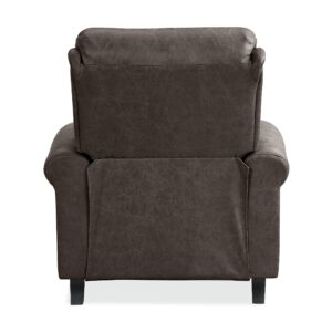 Domesis Cortez - Distressed Faux Leather Push Back Recliner Chair, Fog Grey