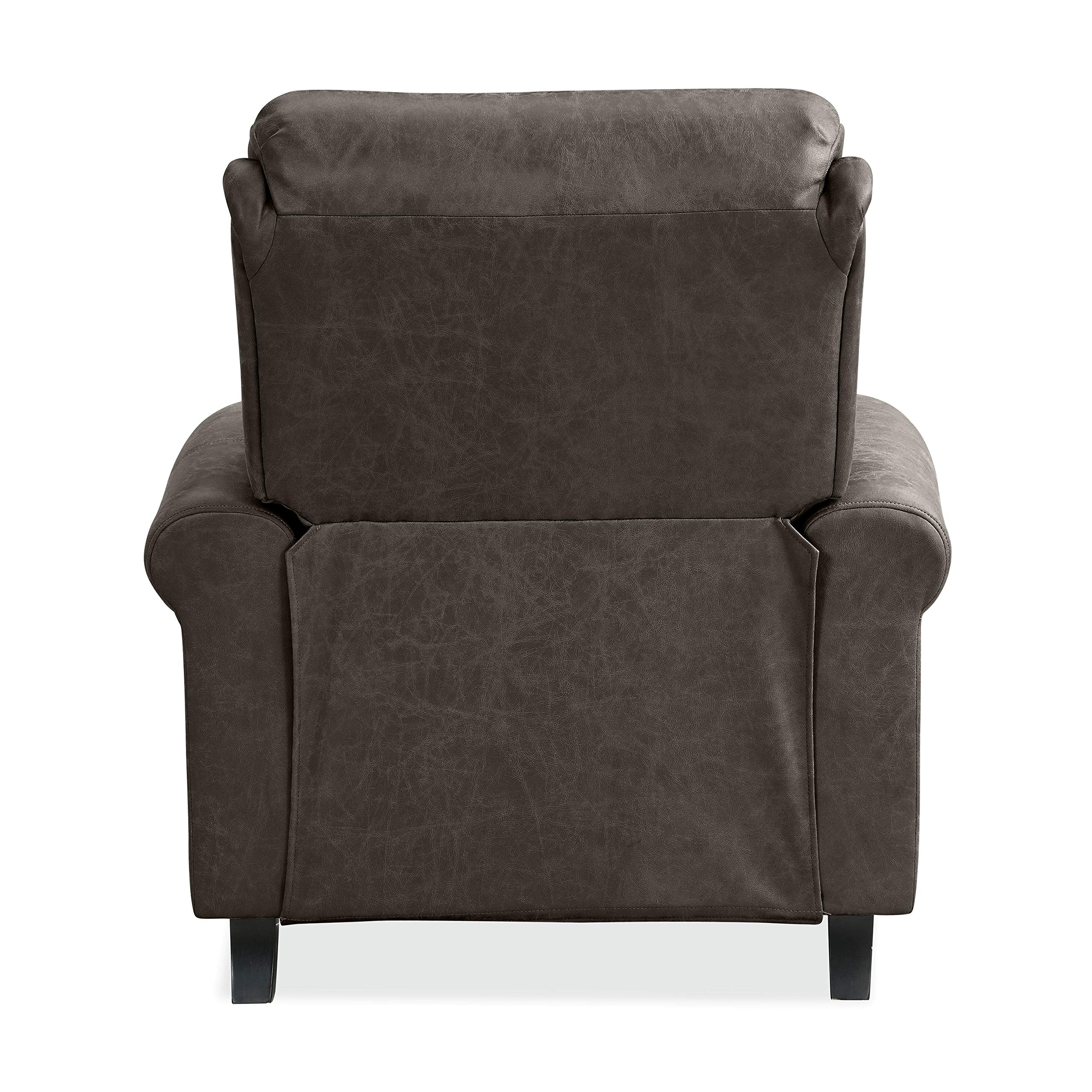 Domesis Cortez - Distressed Faux Leather Push Back Recliner Chair, Fog Grey