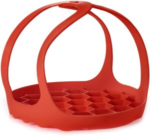 goldlion silicone sling lifter accessories compatible with instant pot 6 qt and 8 qt, ninja foodi 5 qt / 6.5 qt / 8 qt and other brand pressure cookers, red