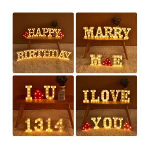 ODISTAR LED Light Up Marquee Letters, Battery Powered Sign Letter 26 Alphabet with Lights for Wedding Engagement Birthday Party Table Decoration bar Christmas Night Home,9’’, White (P)