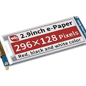 Three Color 2.9inch E-Ink Display Module (B), 296x128 Resolution 3.3V/5V E-Paper Epaper Display Screen Red Black White Tri-Color Compatible with Raspberry Pi/Arduino/STM32,SPI Interface, Full Refresh