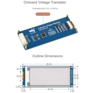 Three Color 2.9inch E-Ink Display Module (B), 296x128 Resolution 3.3V/5V E-Paper Epaper Display Screen Red Black White Tri-Color Compatible with Raspberry Pi/Arduino/STM32,SPI Interface, Full Refresh