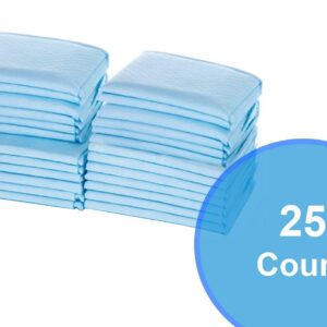 Disposable Baby Changing Pad Liner - 25 Count (24 x 17 Inch) - Soft Disposable Blue Hospital Underpad - Waterproof and Absorbent for Infant and Child