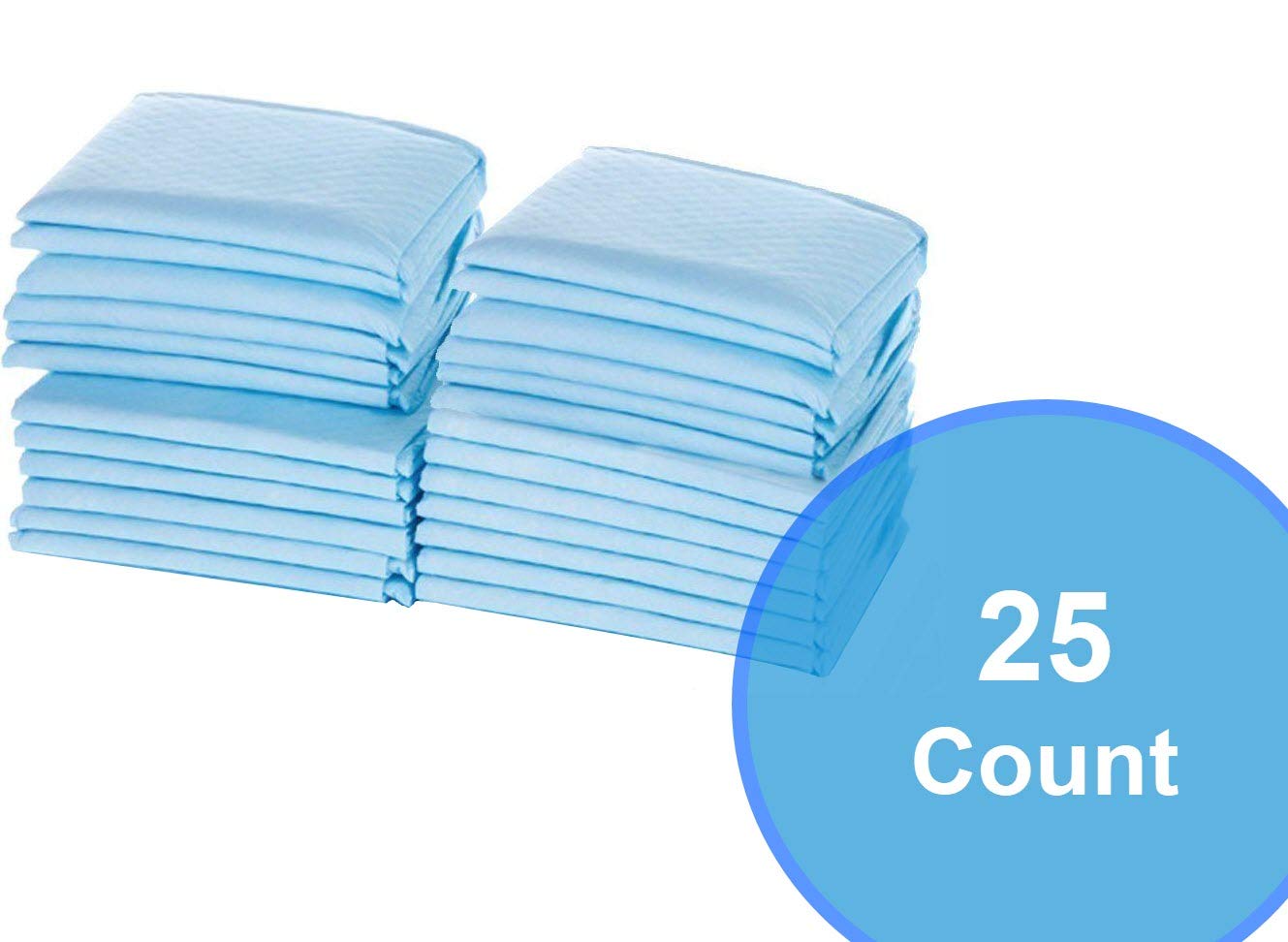 Disposable Baby Changing Pad Liner - 25 Count (24 x 17 Inch) - Soft Disposable Blue Hospital Underpad - Waterproof and Absorbent for Infant and Child