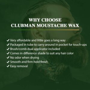 Clubman Moustache Wax Hang Pack, Neutral Color 0.5 oz x 3 packs