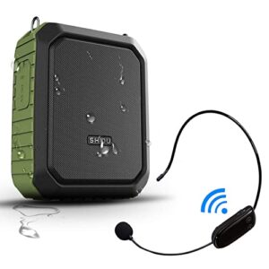 hw haoworks 18w wireless bluetooth waterproof voice amplifier portable headset microphone with speaker small personal microphone for teachers, outdoors