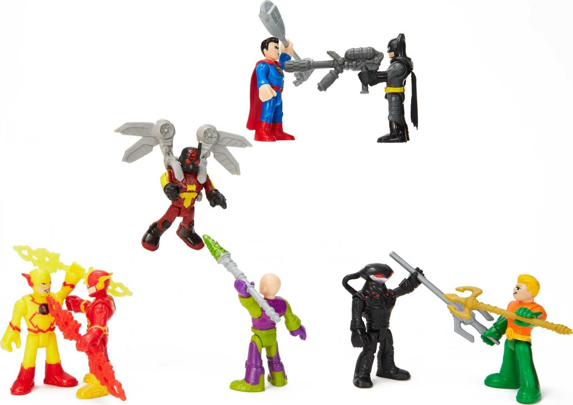 Fisher-Price Imaginext DC Super Friends Batman Toy Super-Hero Showdown Figure Set, Superman Aquaman The Flash, Preschool Kids Ages 3+ Years