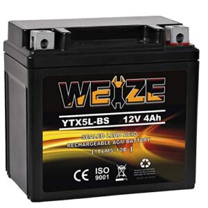 weize ytx5l-bs high performance - maintenance free - sealed agm motorcycle ctx5l battery compatible with honda yuasa yamaha etx5l-bs batteries