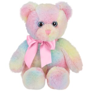 bearington candi rainbow plush stuffed animal teddy bear, 12 inches