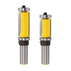 yakamoz 2pcs 1/2-inch shank pattern flush trim router bit top and bottom double bearings trimmer cutter woodworking tool