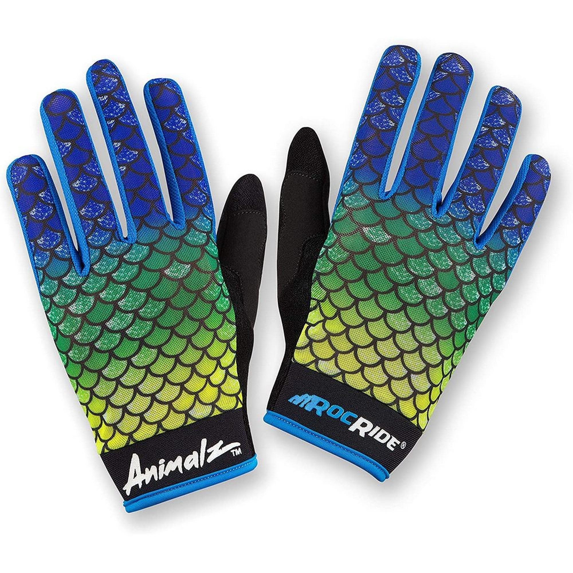 RocRide Animalz Full Finger Mens Cycling Gloves with Screen Compatible Tips. Mountain Biking, Road and BMX. Expressive Animal Print Designs.