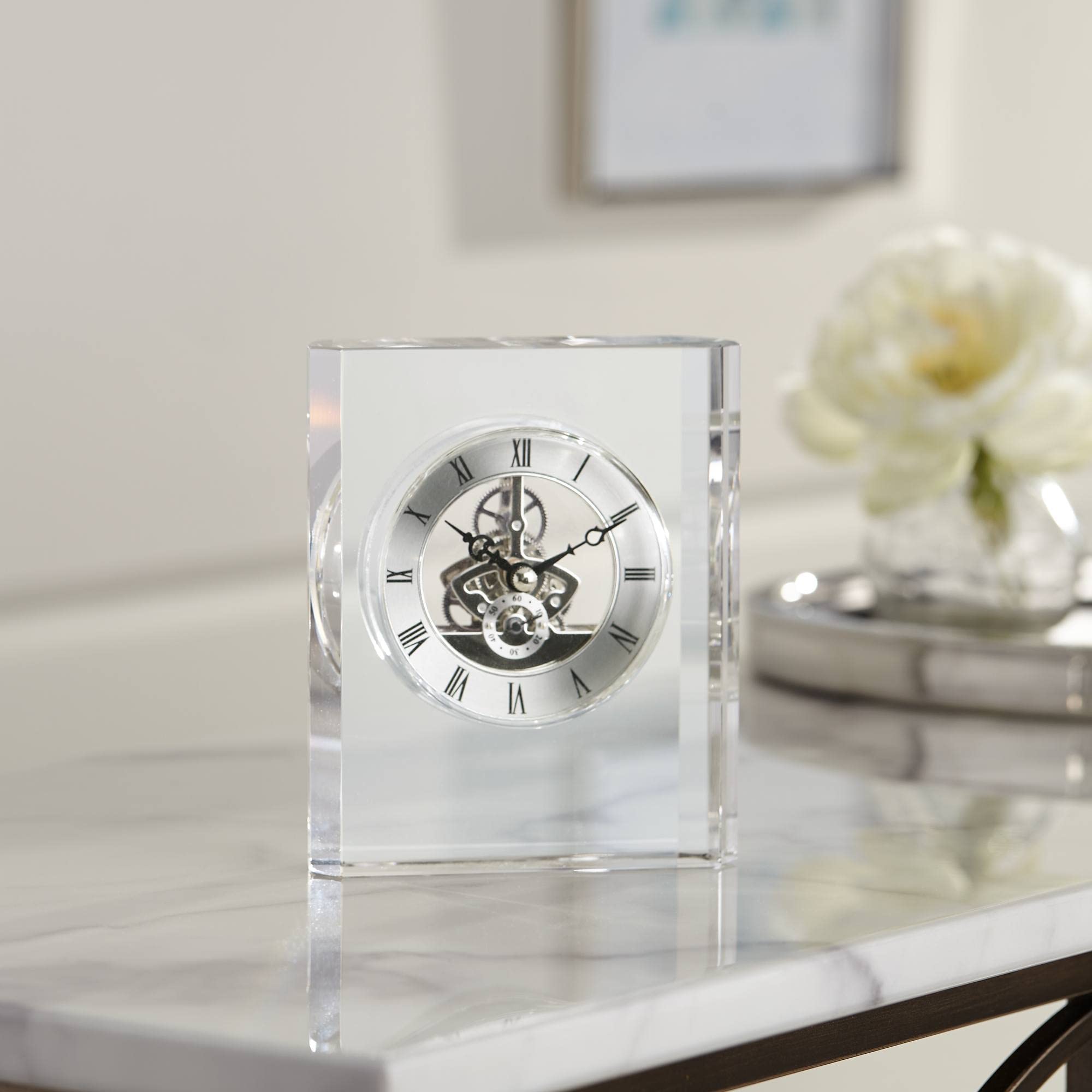 Dahlia Studios Aimee 6" High Rectangular Crystal Table Clock