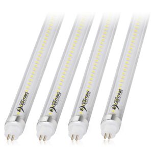 4ft 24w t5 high output led tube light, 45.75", f54t5 equal, 5000k (cool white), clear lens, 3500 lm, g5 mini base, 100-277v, ballast bypass, dual-end powered, led shop light, ul-listed (4-pack)