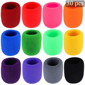 augshy 30 pack thick handheld stage microphone windscreen foam cover karaoke dj (12 color)