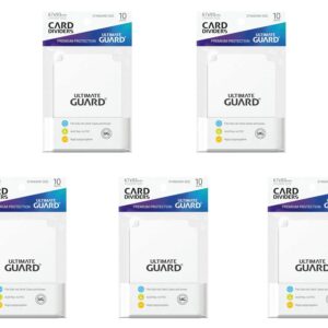 5 Packs Ultimate Guard White Card Dividers (10) Standard Size Value Bundle!