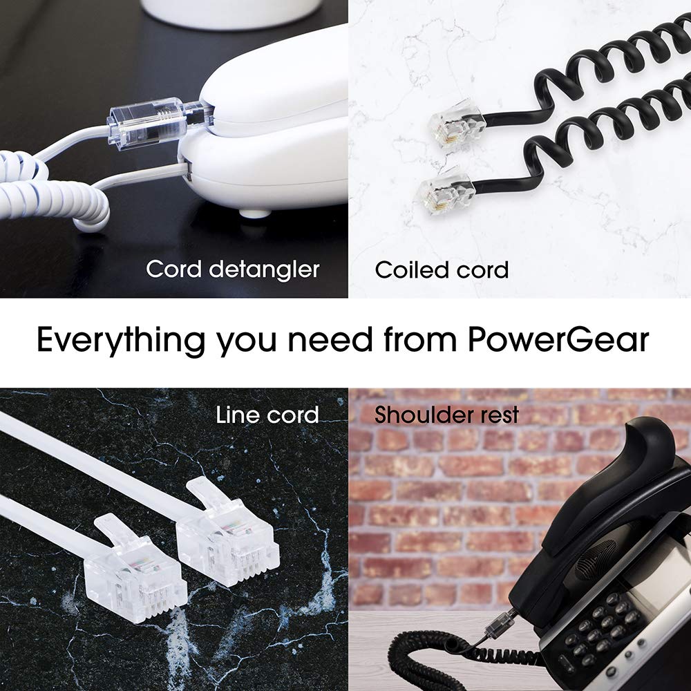 Power Gear Telephone Cord Detangler, Tangle-Free 360 Degree Rotation, Plug into Landline Phone Handset, for Use in Home or Office, All Brands, Black, 27637