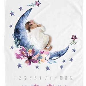 BUTTZO Baby Moon Monthly Milestone Blanket for Girl Boy/Large Baby Blankets for Girls and Boys Newborn Photography Premium Fleece Baby Monthly Blanket Shower Gifts (Moon, 40 X 50 inches)