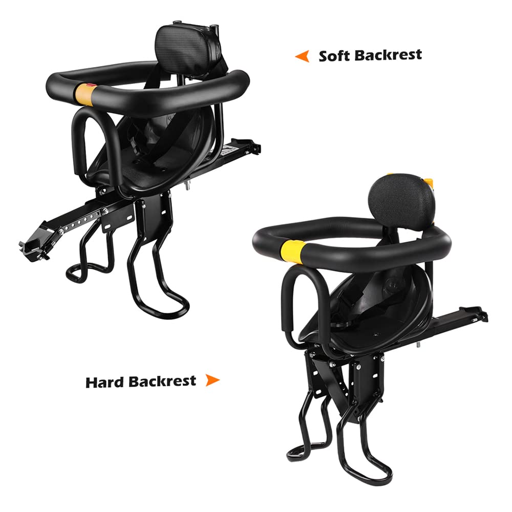 Lixada Bicycle Baby Seat Kids Child Safety Carrier Front Seat Saddle Cushion with Back Rest Foot Pedals (Type 2)